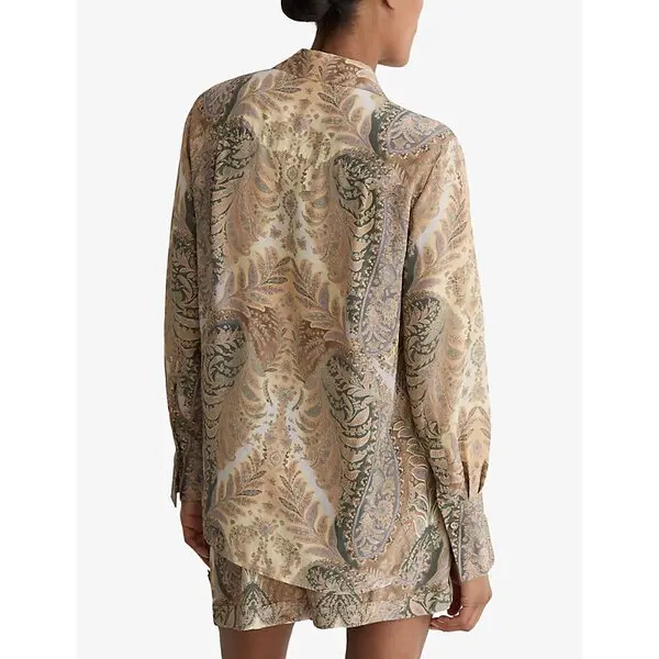 REISS Katiya Paisley-print Woven Shirt - Grey Neutral