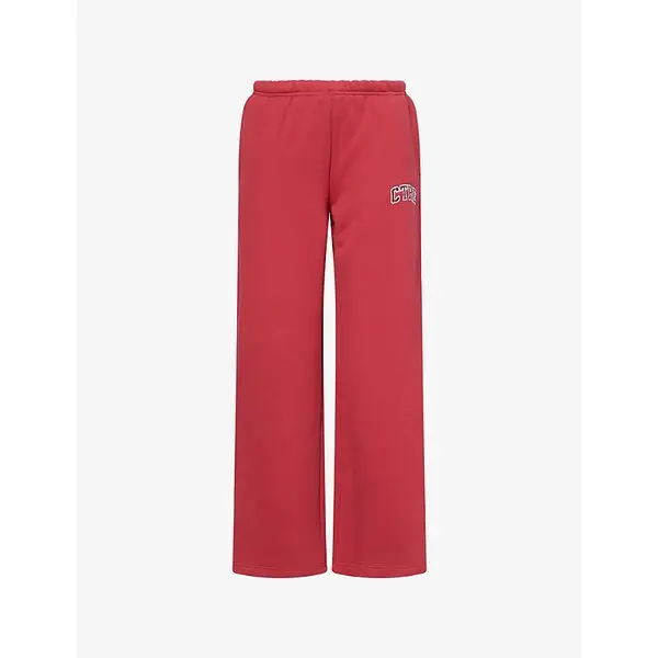 THE COUTURE CLUB Logo-embroidered Straight-leg Cotton Jogging Bottoms - Cherry