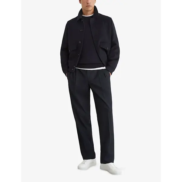 REISS Arden Relaxed-fit Stretch-woven Trousers - Navy
