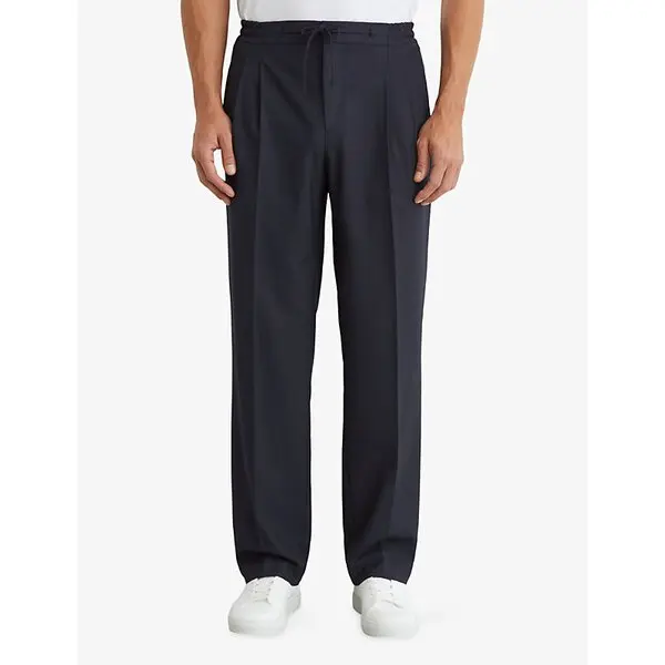 REISS Arden Relaxed-fit Stretch-woven Trousers - Navy