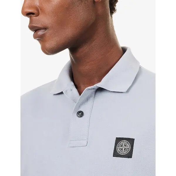 Stone Island Logo-patch Stretch-cotton Polo Shirt