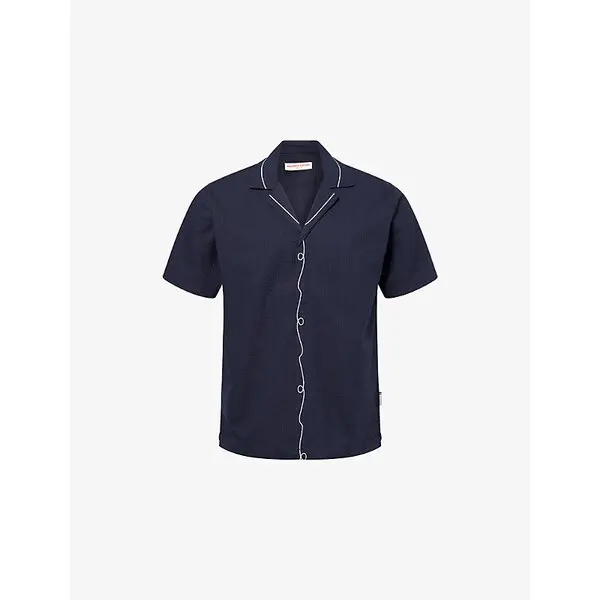 Orlebar Brown Maitan Embroidered Cotton Shirt - Night Iris
