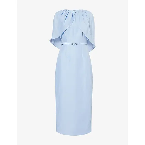 Roland Mouret Cape Colum Ramie-and-silk Midi Dress - Blue
