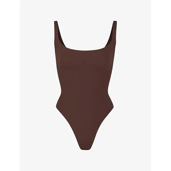 SKIMS Fits Everybody Square-neck Bodysuit - Cocoa