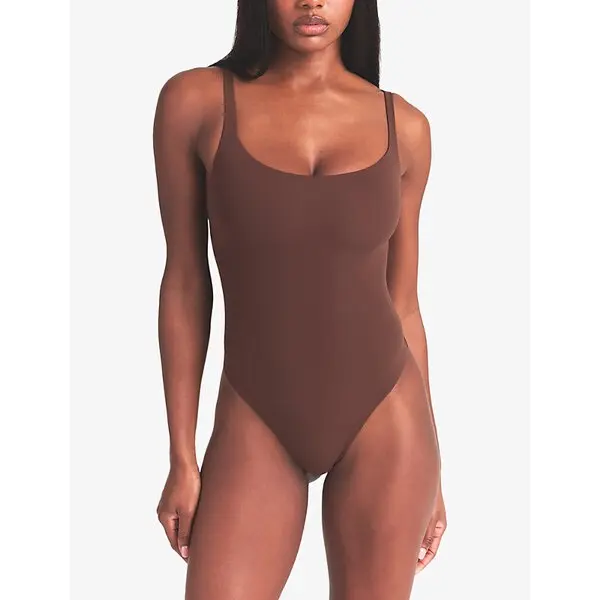 SKIMS Fits Everybody Square-neck Bodysuit - Cocoa