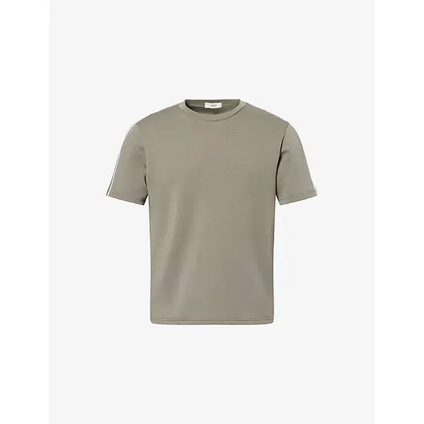 ARNE Contrasting-trim Short-sleeve Cotton-blend T-shirt - Olive