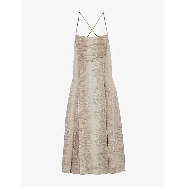 REISS Eloise Snake-print Woven Midi Beach Dress - Neutral