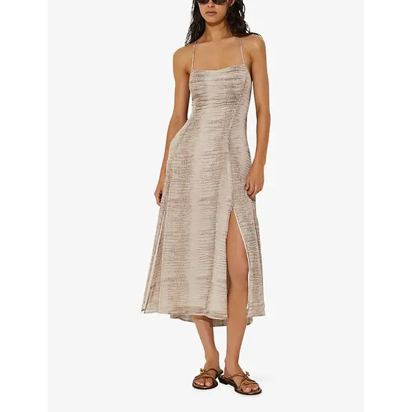 REISS Snake-print Woven Midi Dress