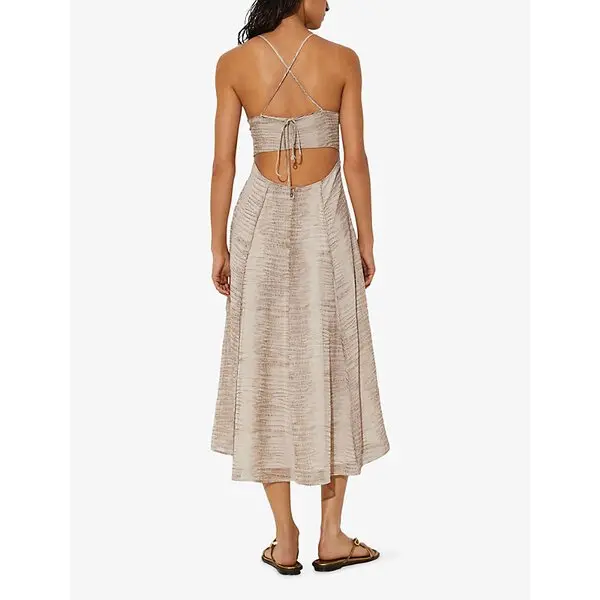 REISS Snake-print Woven Midi Dress