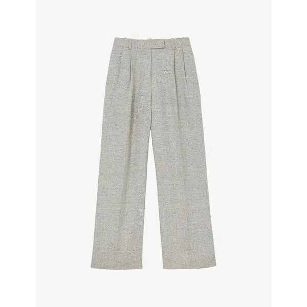 REISS Ezra Straight-leg High-rise Linen-blend Trousers - Neutral