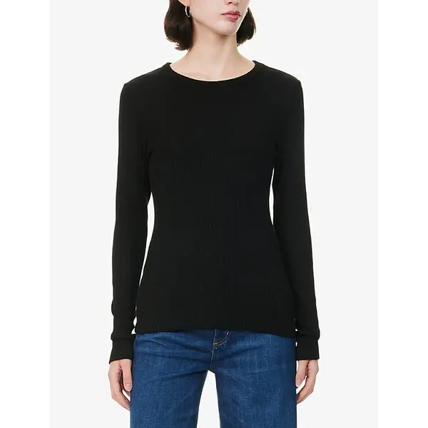 Citizens Of Humanity Bina Long Sleeve Ribbed Knit Top - Black