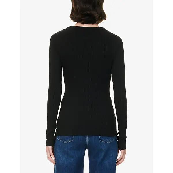 Citizens Of Humanity Bina Long Sleeve Ribbed Knit Top - Black