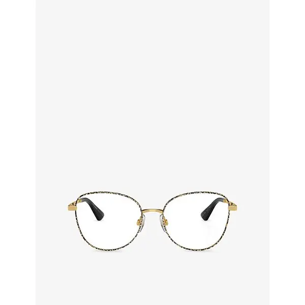 Dolce & Gabbana Dg1355 Round-frame Metal Optical Glasses - Gold