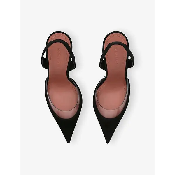 Amina Muaddi Lara 95 Heeled Suede Sling-back Courts