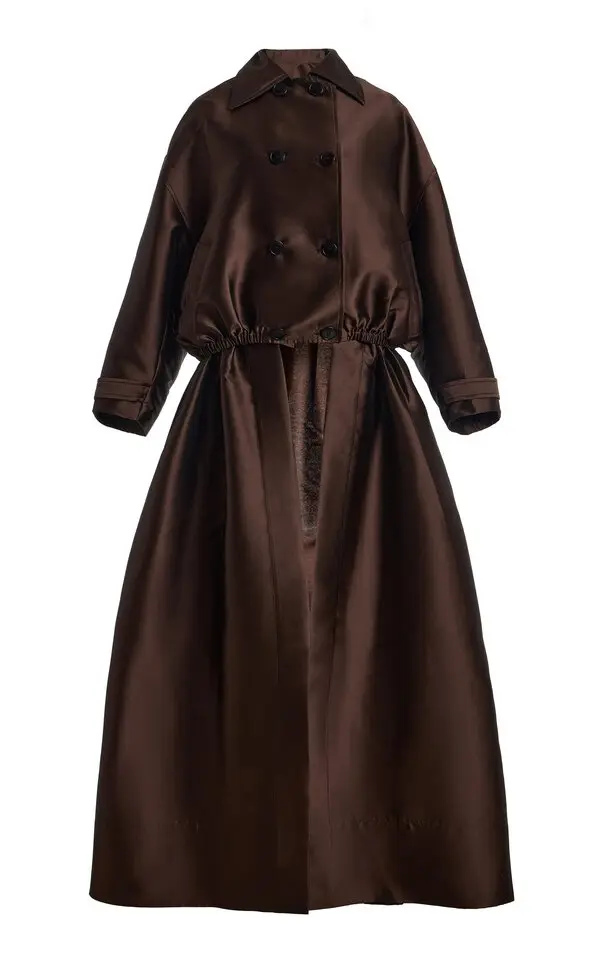 Burc Akyol Convertible Satin Bomber Coat - Brown