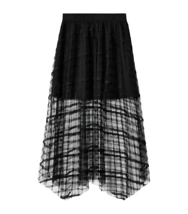 ALLSAINTS Sheer Overlay Celia Midi Skirt - Black