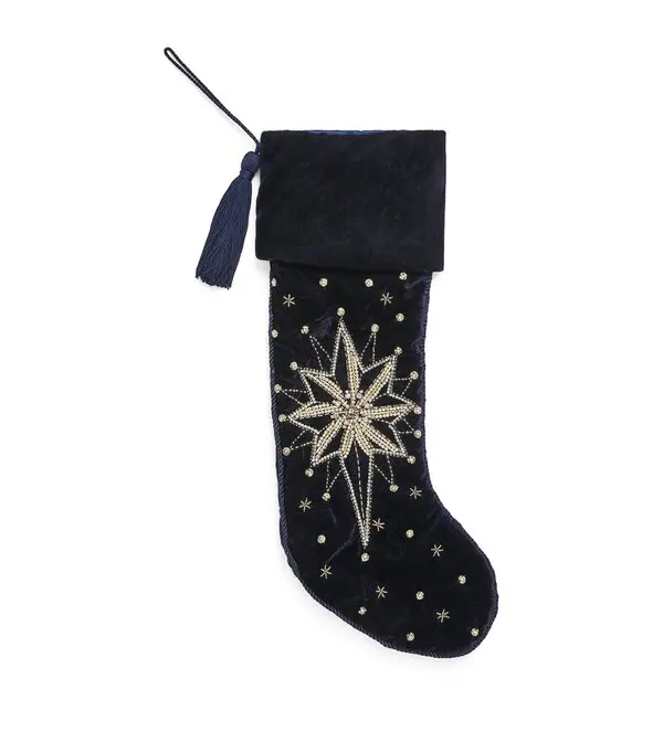 Harrods Velvet Beaded Star Stocking