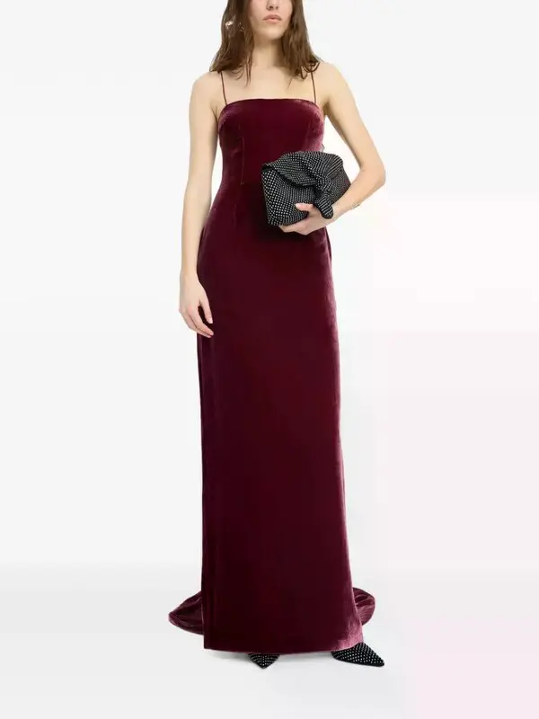 ROTATE BY BIRGER CHRISTENSEN Silk Velvet Strap Maxi Dress