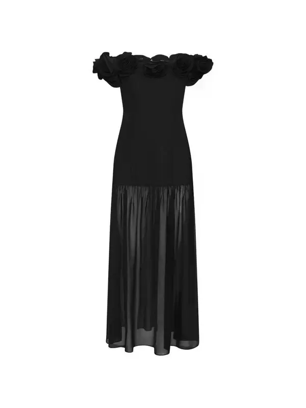 ROTATE BY BIRGER CHRISTENSEN Crepe Maxi Flower Dress - Black