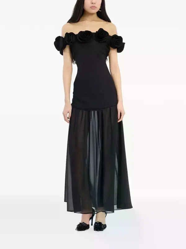 ROTATE BY BIRGER CHRISTENSEN Off-shoulder Maxi Dress With Floral Embellishments