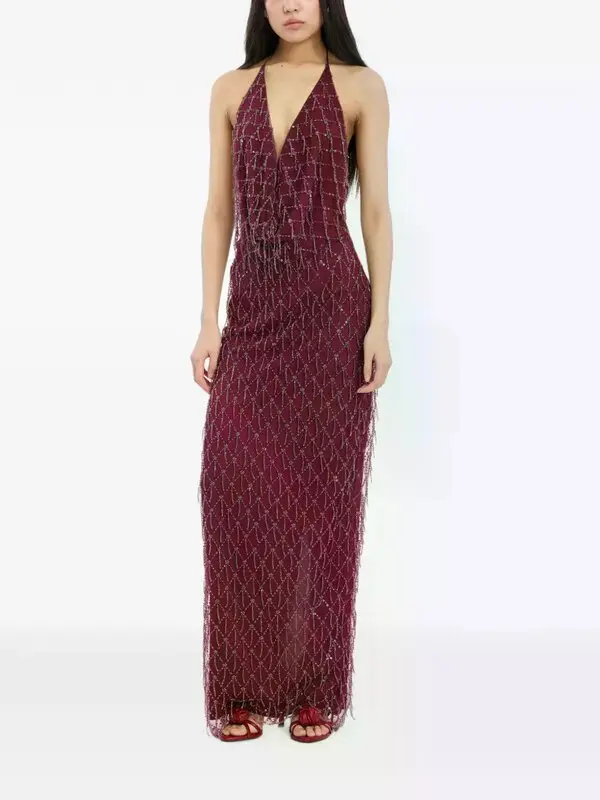 ROTATE BY BIRGER CHRISTENSEN Sequins Halterneck Dress
