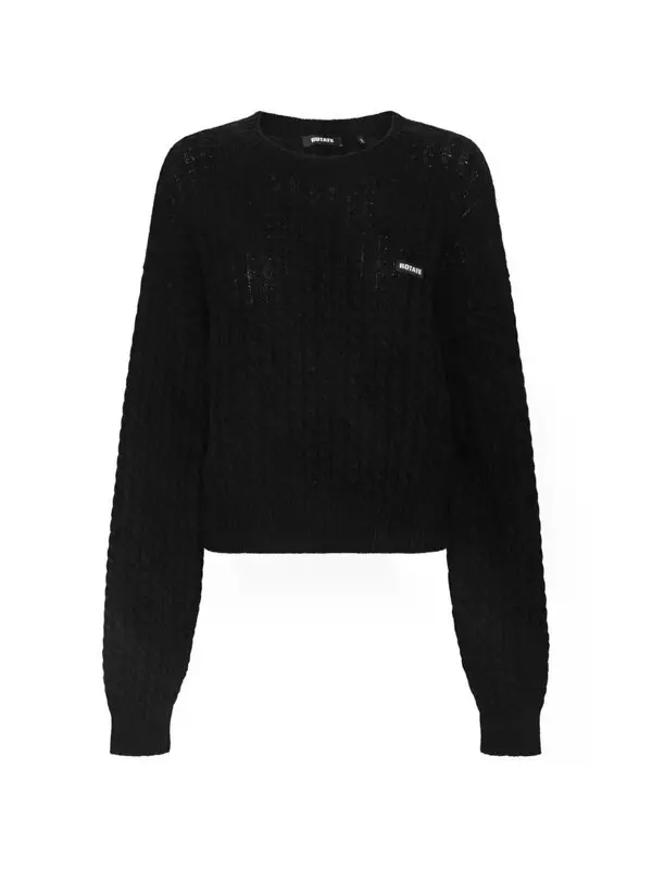 ROTATE BY BIRGER CHRISTENSEN Cable Crewneck Sweater - Black