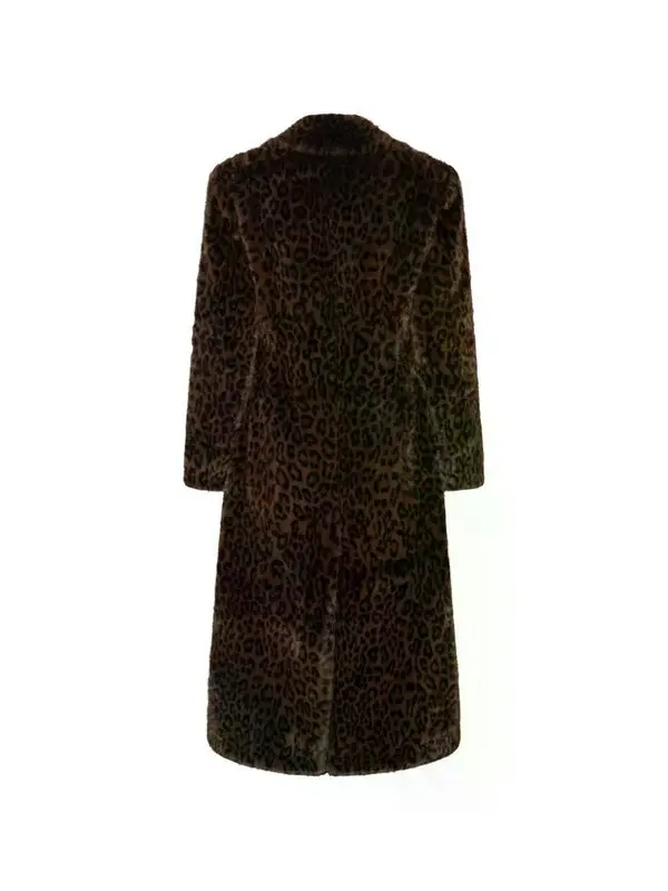 ROTATE BY BIRGER CHRISTENSEN Faux Fur Leopard Print Long Coat