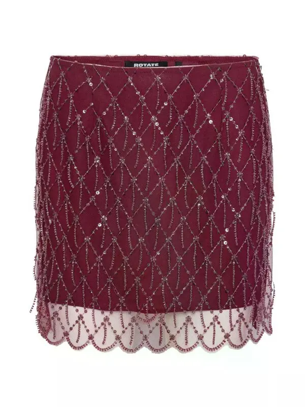 ROTATE BY BIRGER CHRISTENSEN Sequins Mini Skirt Dark - Red