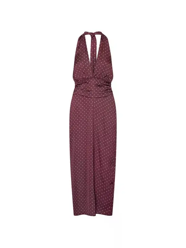 ROTATE BY BIRGER CHRISTENSEN Dot Halterneck Scarf Dress - Red
