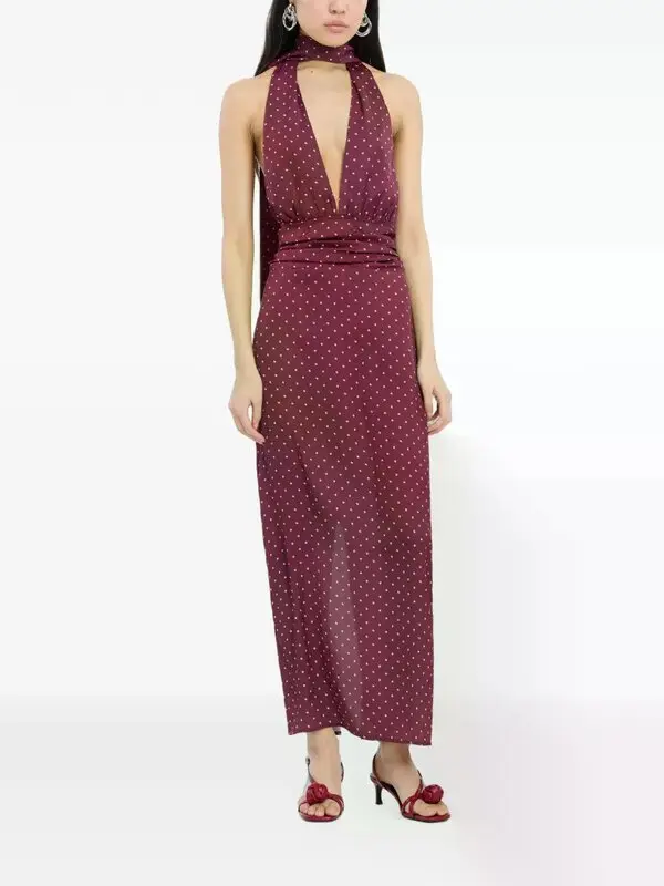 ROTATE BY BIRGER CHRISTENSEN Dot Halterneck Scarf Dress