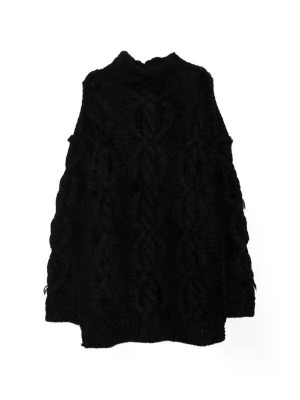Yohji Yamamoto High-neck Cable-knit Sweater - Black