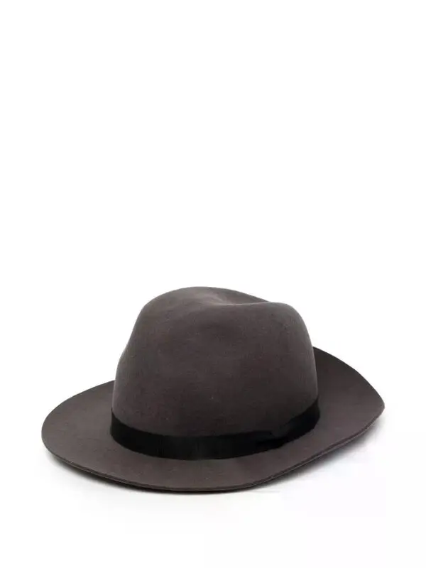 Yohji Yamamoto Grosgrain-trim Fedora Hat - Grey