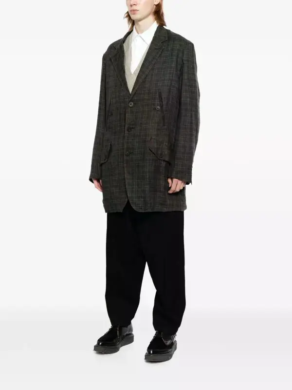 Yohji Yamamoto Linen Twill Plaided Pocket Jacket