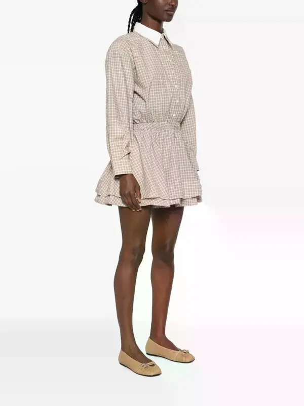 Maje Checked Cotton Mini Dress