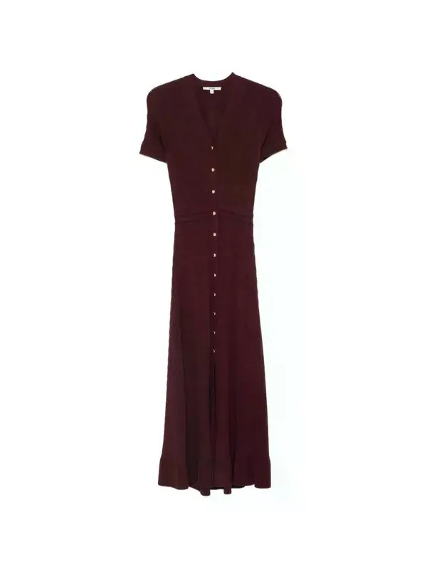 Maje Cable-knit Button-front Maxi Dress - Red
