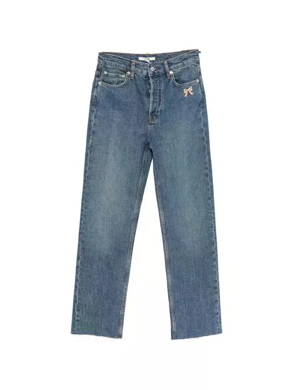 Maje Bow-embellished Straight-leg Jeans - Blue