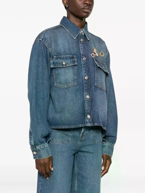 Maje Embellished Denim Shirt