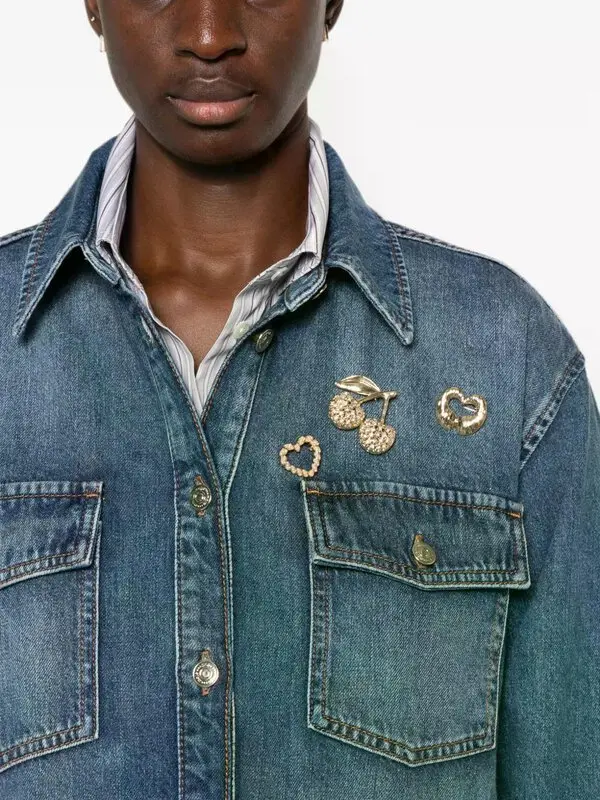Maje Embellished Denim Shirt