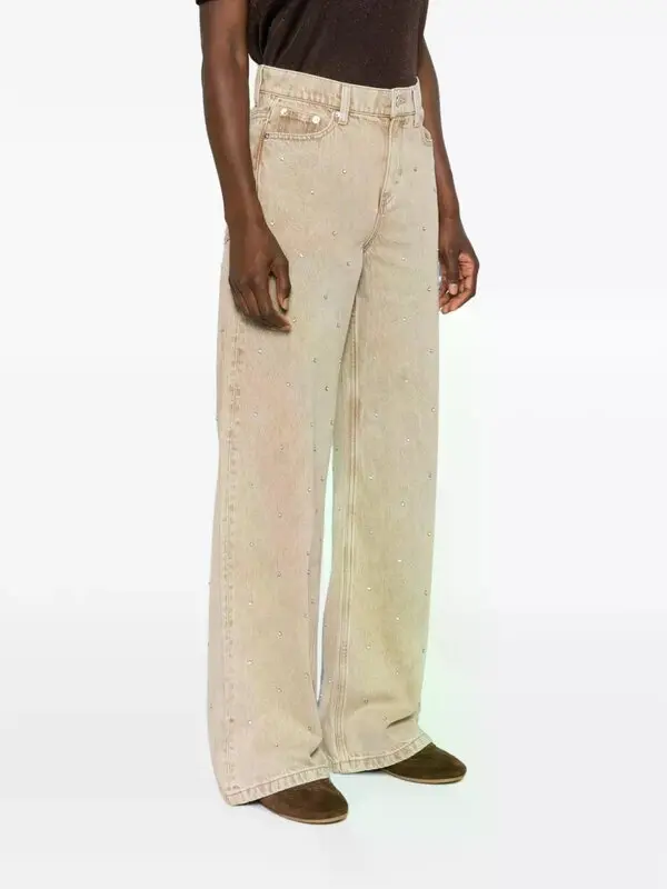 Maje Crystal-embellished Straight-leg Jeans - Neutrals