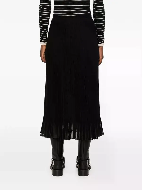 Maje Pleated Ruffled Mid Skirt