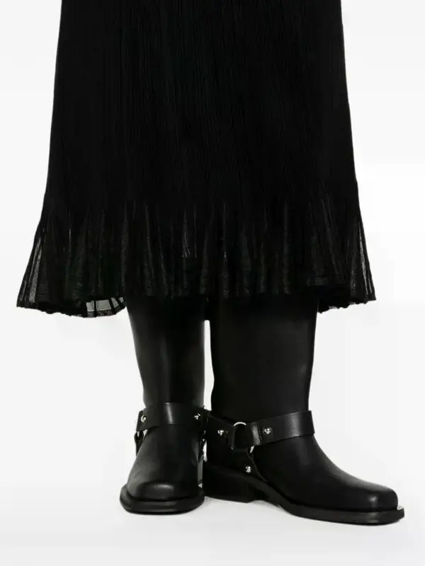 Maje Pleated Ruffled Mid Skirt