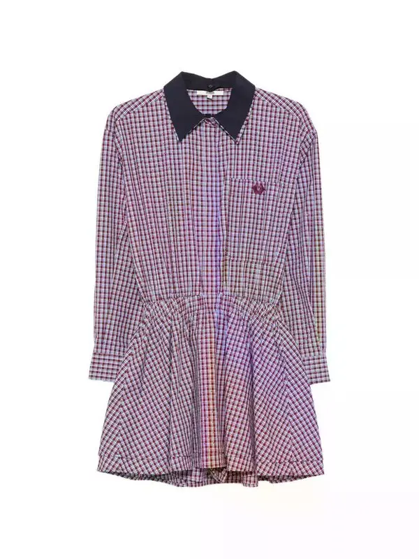 Maje Checked Cotton Mini Dress - Red