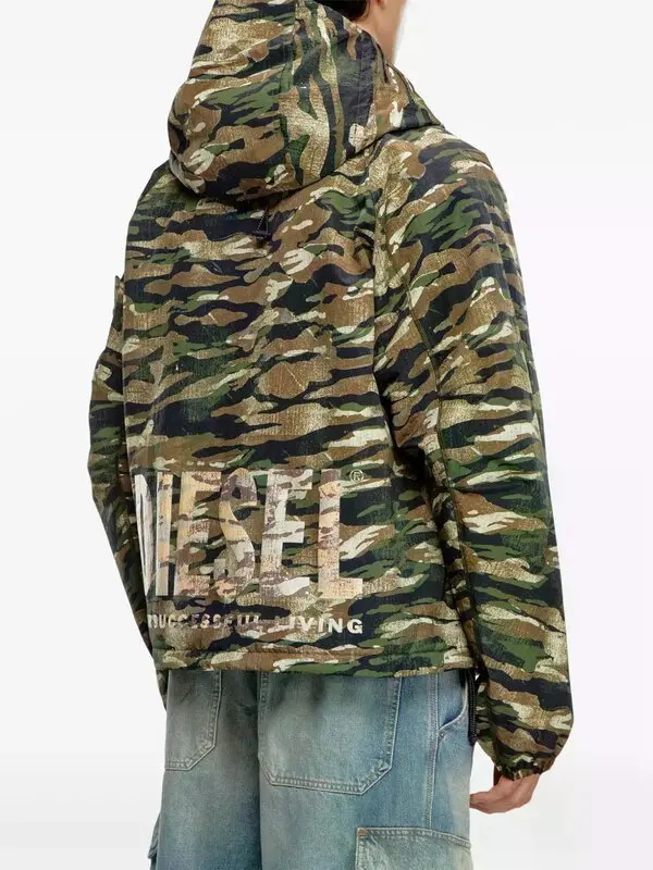 DIESEL® Camouflage Print Hooded Windbreaker Jacket