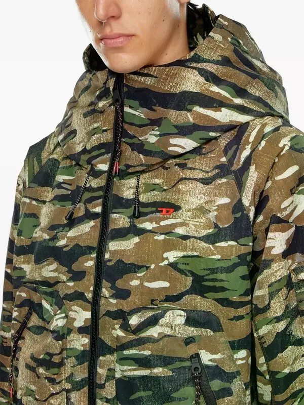 DIESEL® Camouflage Print Hooded Windbreaker Jacket