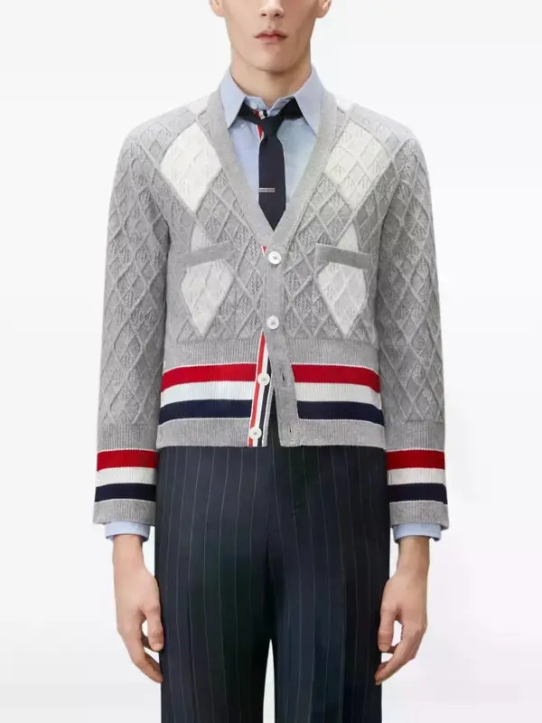 Thom Browne Argyle Intarsia V-neck Cardigan