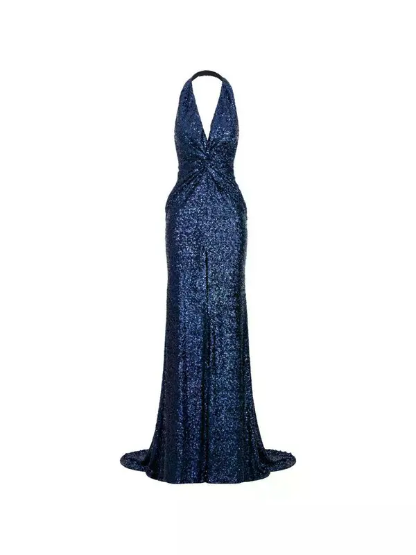 ROSERRY Sequin-embellished Halterneck Maxi Dress - Blue