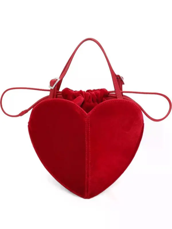 ROTATE BY BIRGER CHRISTENSEN Heart-shaped Velvet Bag With Drawstring - Red
