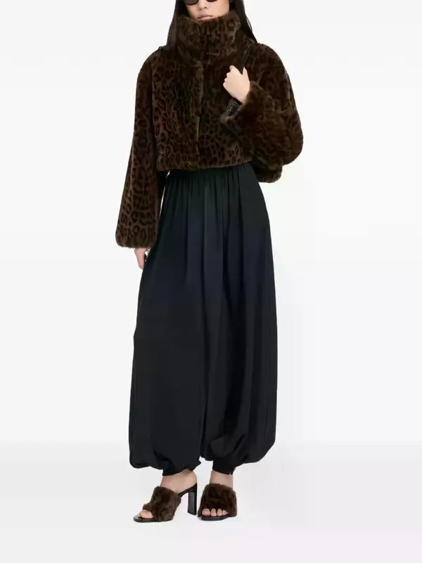 ROTATE BY BIRGER CHRISTENSEN Faux Fur Leopard Print Cropped Jacket