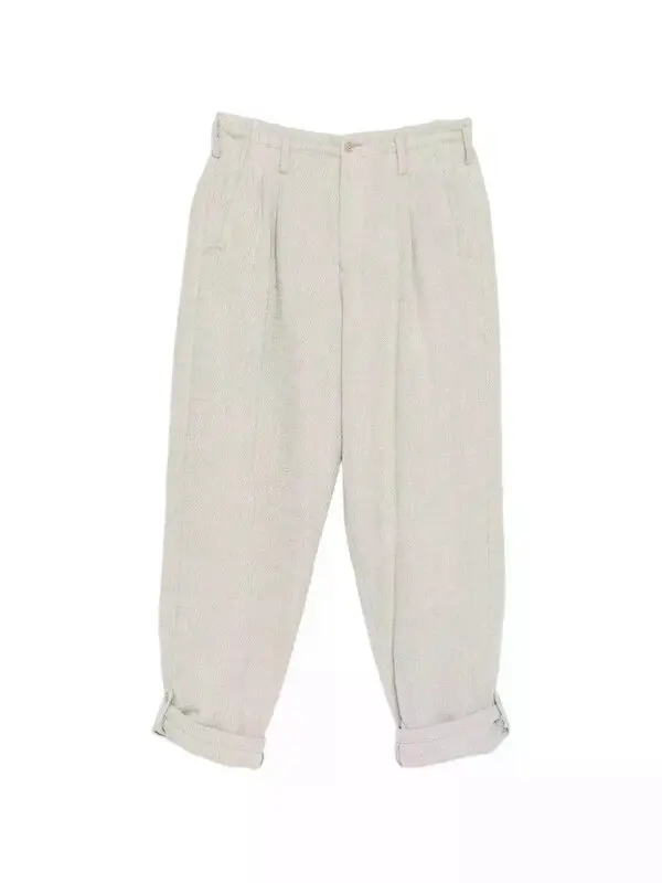 Yohji Yamamoto Pleated Cuff-tab Trousers - Neutrals