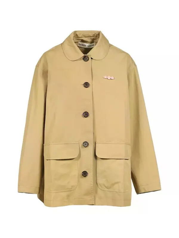 Sandy Liang Romaine Barn Star-embellished Coat - Neutrals
